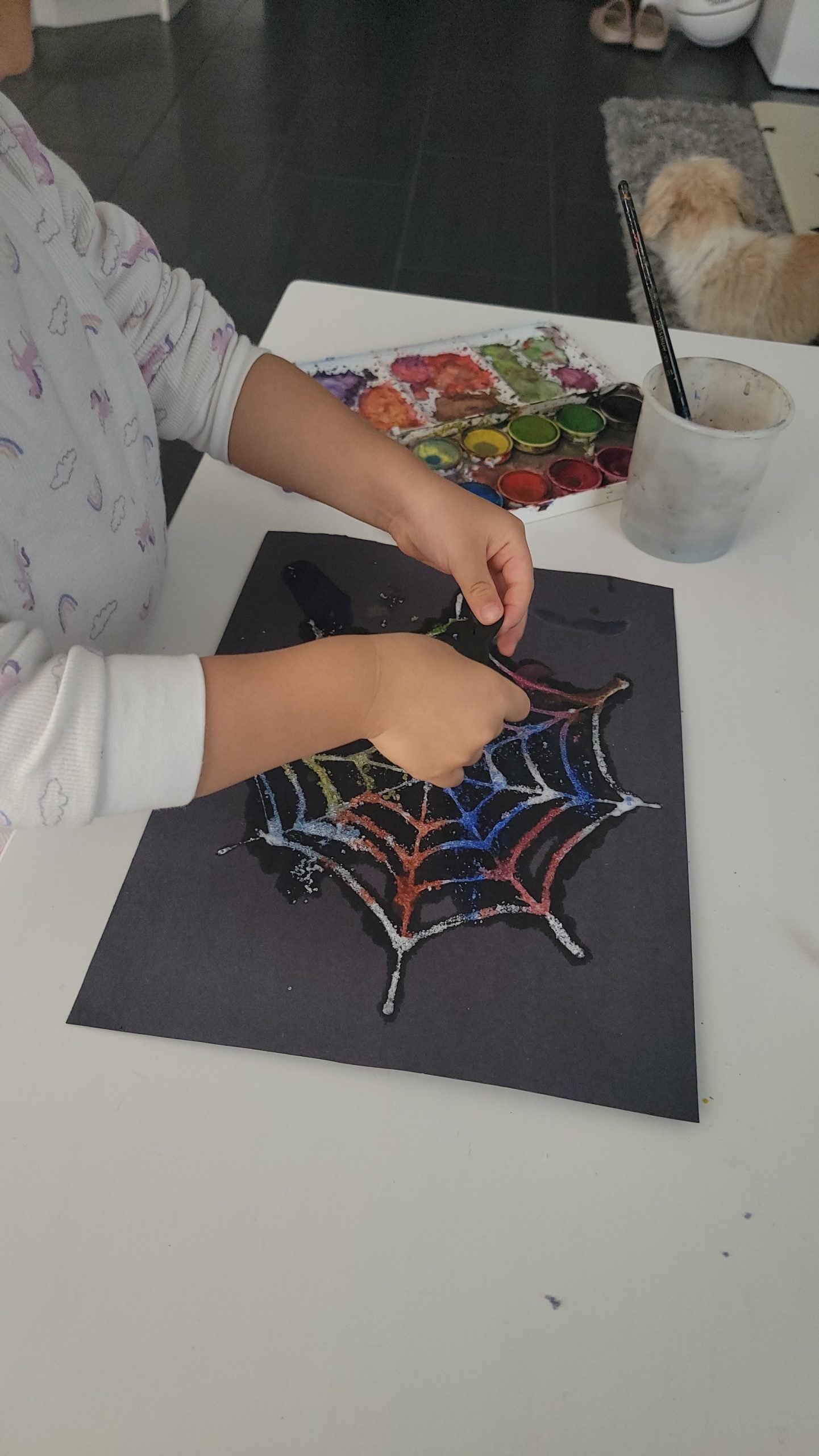Spider Web Salt Painting - Learning from Playing