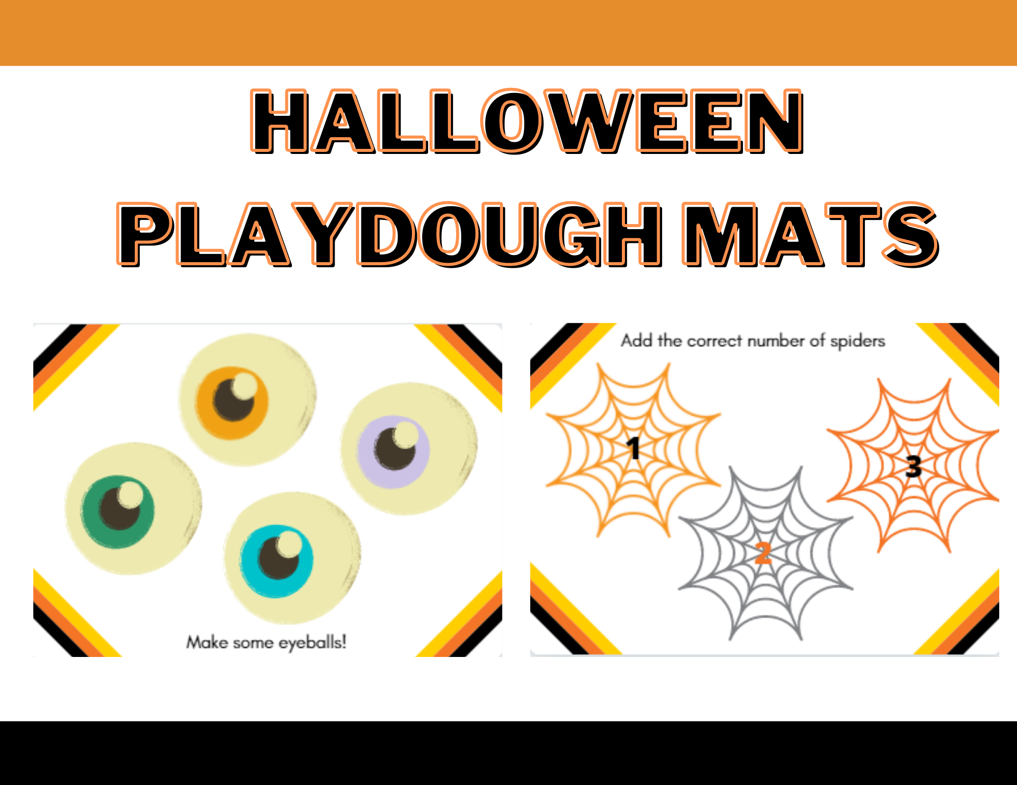 FREE Printable – Halloween Playdough Mats - Learning from Playing