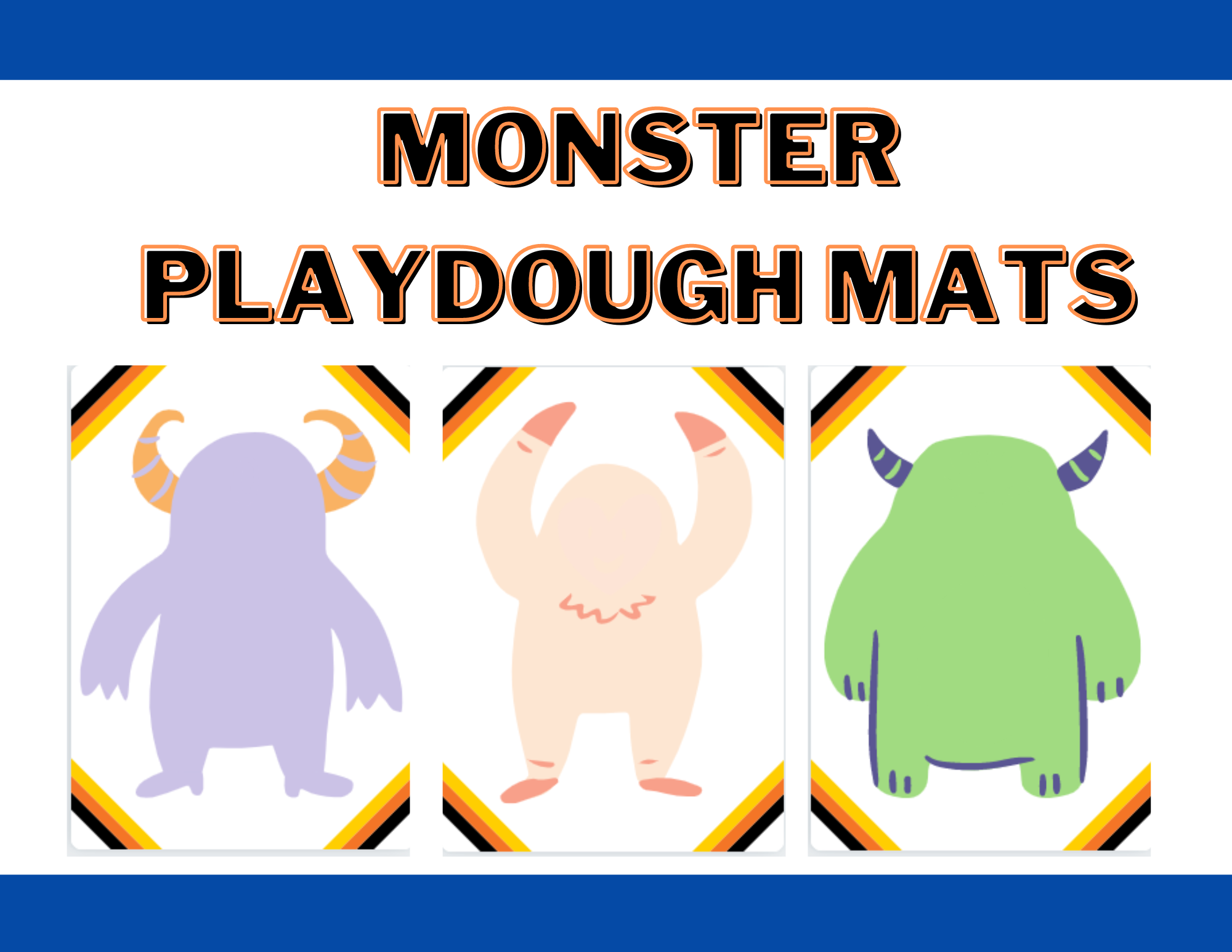 FREE Printable – Halloween Monster Playdough Mats - Learning from Playing