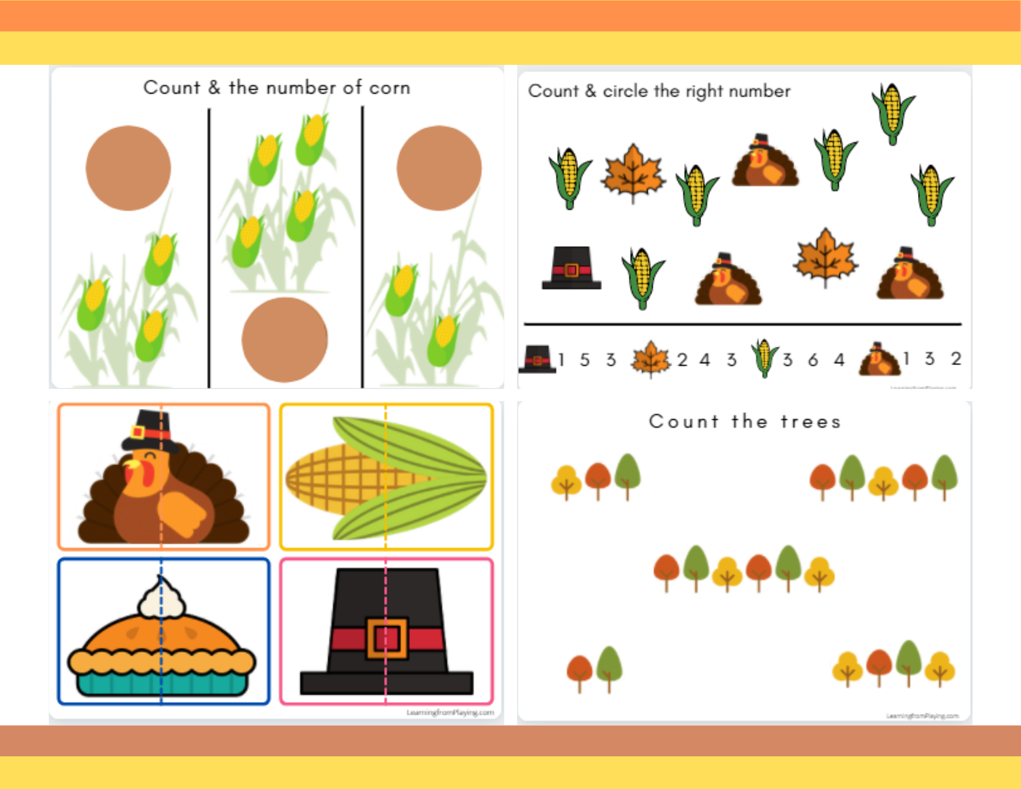 FREE Printable – Thanksgiving Learning Pack - Learning from Playing