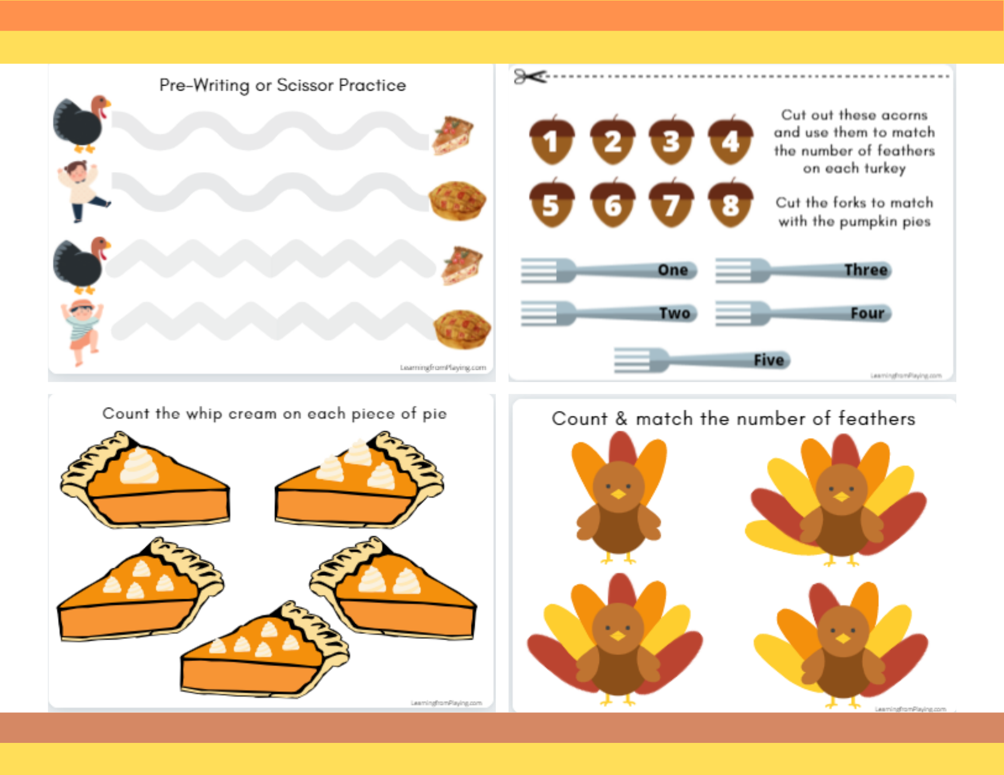 FREE Printable – Thanksgiving Learning Pack - Learning from Playing